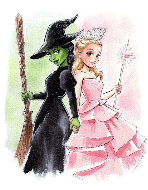 Glinda Et Elphaba Etsy France Wicked Drawings Glinda