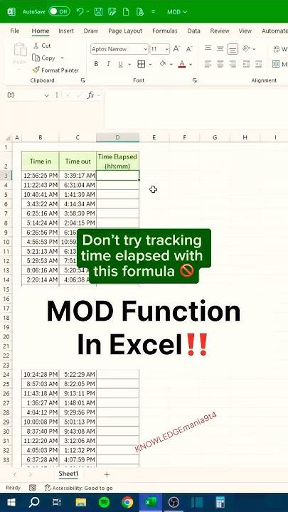 Mod Function In Excel ‼️shorts Excel Computer Exceltips Youtube