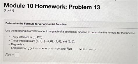 Module 10 Homework Problem 13 1 Point Determine