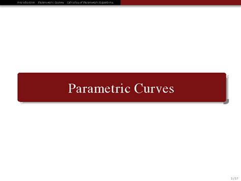 SOLUTION Parametric Curves Studypool