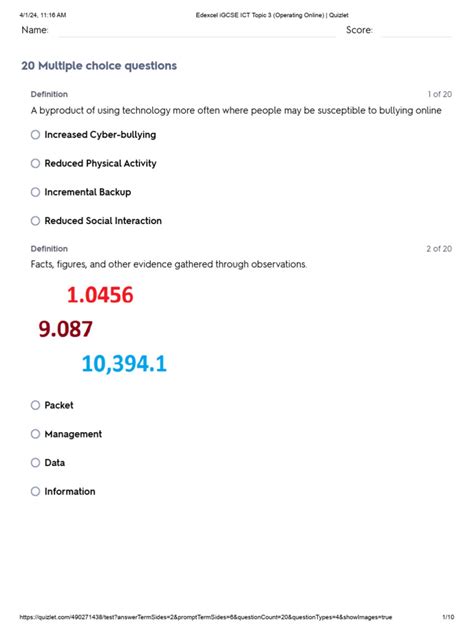 Edexcel Igcse Ict Topic 3 Operating Online Quizlet Pdf Malware