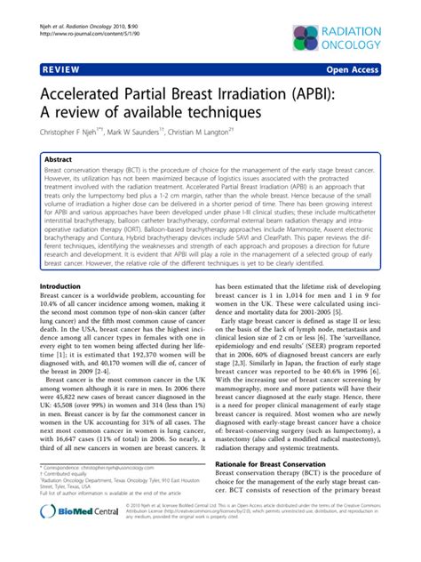 Apbi Download Free Pdf Radiation Therapy Breast Cancer