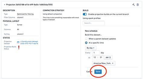 Optimizing And Debugging Pipelines Dataset Projections Set Up A Projection Palantir
