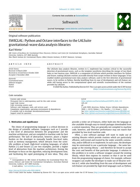 Pdf Swiglal Python And Octave Interfaces To The Lalsuite Gravitational Wave Data Analysis