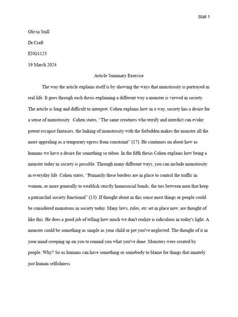 Article Summary Excercise Pdf