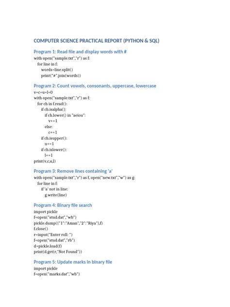 Class12 Cs Practical Report Pdf
