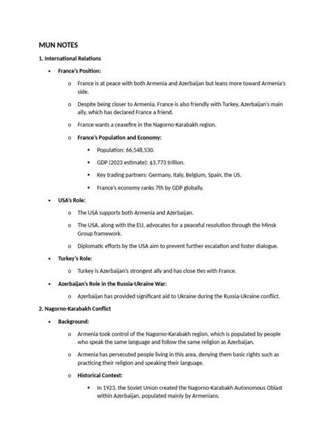 Mun Notes 2 Pdf Armenia Travel