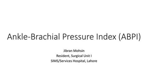 Ankle Brachial Index Pptx Foot Health Diseases And Conditions