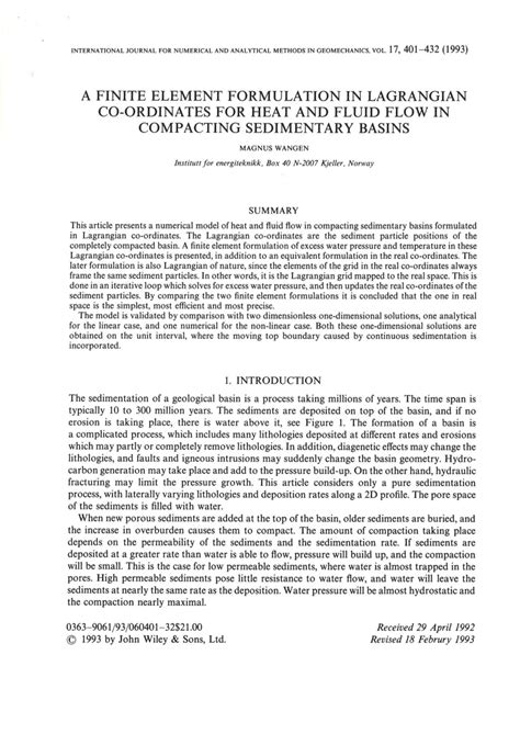 Pdf A Finite Element Formulation In Lagrangian Co‐ordinates For Heat