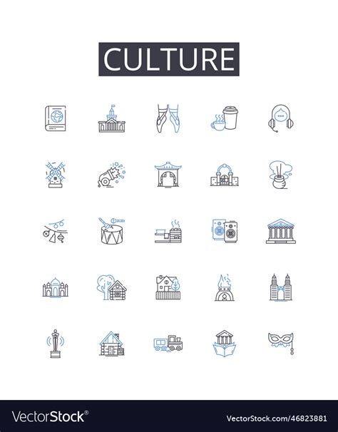 Culture Line Icons Collection Craft Scissors Vector Image