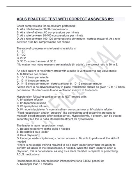 Acls Practice Test With Correct Answers 11 Acls Stuvia Us Acls Practice Test With Correct Answers 11 Acls Stuvia Us