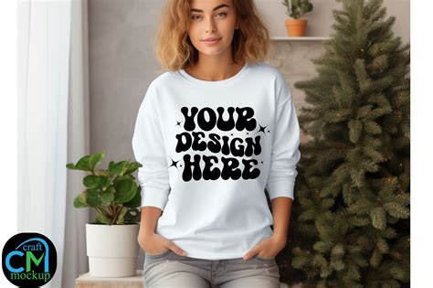Gildan Women White Model Mockup018 Graphic By Craft Mockup · Creative