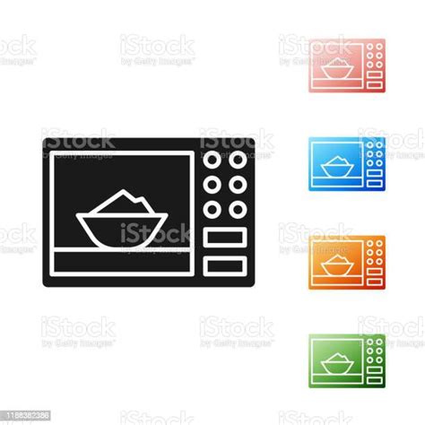 흰색 배경에 격리 된 검은 전자 레인지 아이콘입니다 가전 제품 아이콘입니다 다채로운 아이콘을 설정합니다 벡터 일러스트레이션 가정 생활에 대한 스톡 벡터 아트 및 기타 이미지