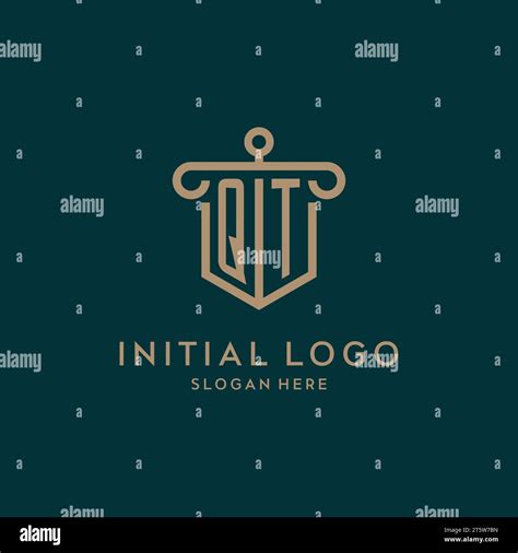 QT Monogram Initial Logo Design With Shield And Pillar Shape Design Stock Vector Image Art Alamy