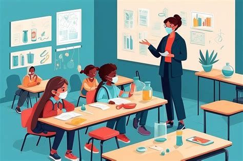 Premium Photo Teacher Discussing Safety Protocols Vector Flat Style Illustration