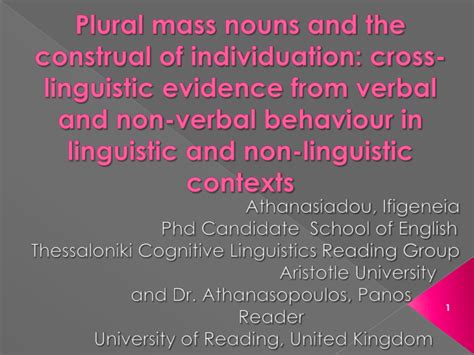 Plural Mass Nouns And The Construal Of Individuation Cross