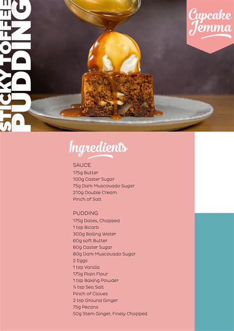 Ultimate Sticky Toffee Pudding Downloadable Recipe Cupcake Jemma