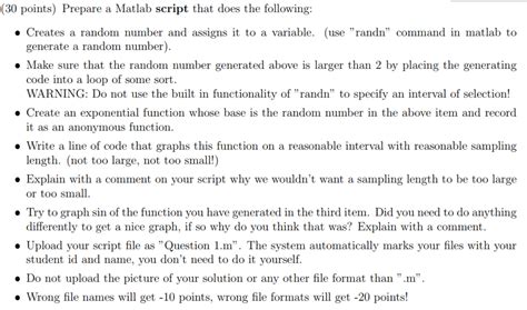 Solved 30 Points Prepare A Matlab Script That Does The