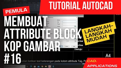 autocad tutorial ~ cara membuat attribute block pada kop gambar youtube