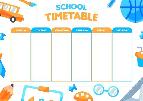 Premium Vector Back To School Time Table Template With Cute Cartoon