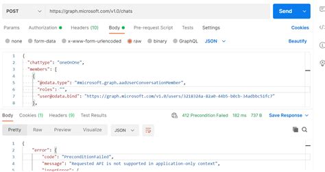 Precondition Failed Error 412 When Trying To Create Chats For A Users