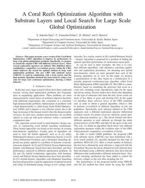 Pdf A Coral Reefs Optimization Algorithm With Substrate Layers And Local Search For Large