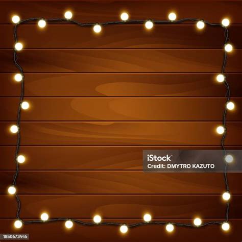 나무 배경에 화환 크리스마스 조명입니다 벡터 일러스트 레이 션입니다 0명에 대한 스톡 벡터 아트 및 기타 이미지 0명 3