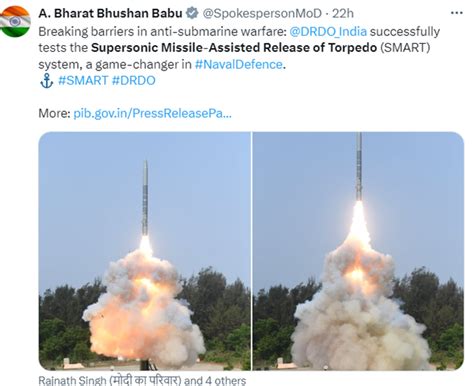 smart missile of indian navy successfully flight tested by drdo
