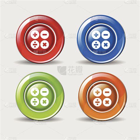 数学符号彩色矢量图标设计