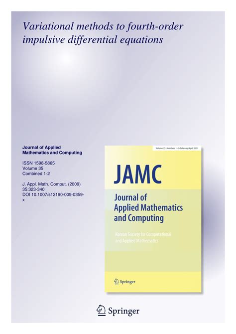 Pdf Variational Methods To Fourth Order Impulsive Differential Equations