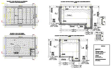 Water Tank Plan And Section Dwg File Cadbull