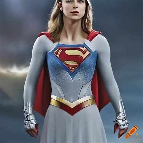 Image Of Melissa Benoist As Supergirl In White Costume With Armored