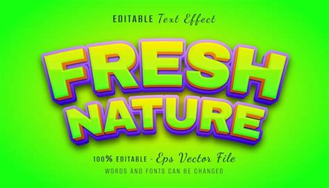 Premium Vector Fresh Nature 3d Text Effect Design