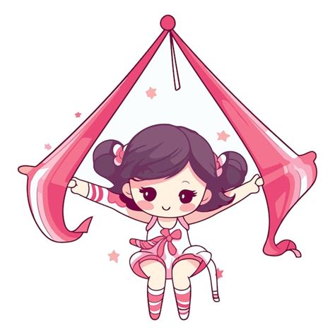 Милая девочка летает в цирковой палатке Премиум векторы