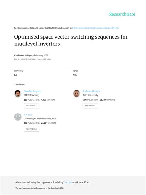 124 Optimized Space Vector Switching Sequences For Multilevel Inverters Pdf Power