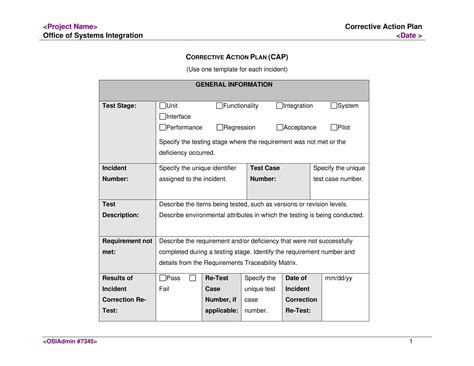 Free Printable Corrective Action Plan Templates Pdf Word Excel