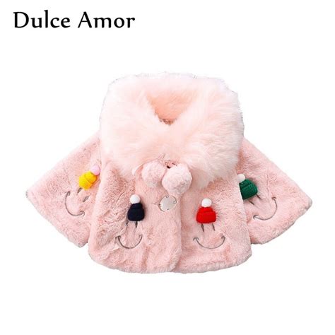 Dlce Amor 어린이 겨울 따뜻한 코트 아기 소녀 옷 귀여운 가짜 모피 망토 유아 크리스마스 목도리 겉옷 패션 유아 탑 coat baby children