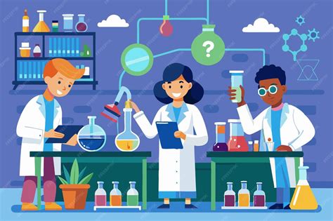 Premium Vector Chemistry Lab Synthesizing New Compounds And Materials