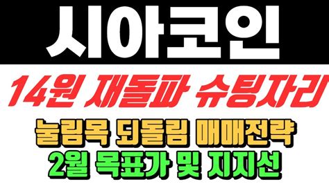 시아코인 14원 재돌파 슈팅자리 눌림목 되돌림 매매전략 2월 목표가 및 지지선 시아코인 시아코인분석 시아코인전망 시아코인목표가 시아코인급등 시아코인대응 Youtube
