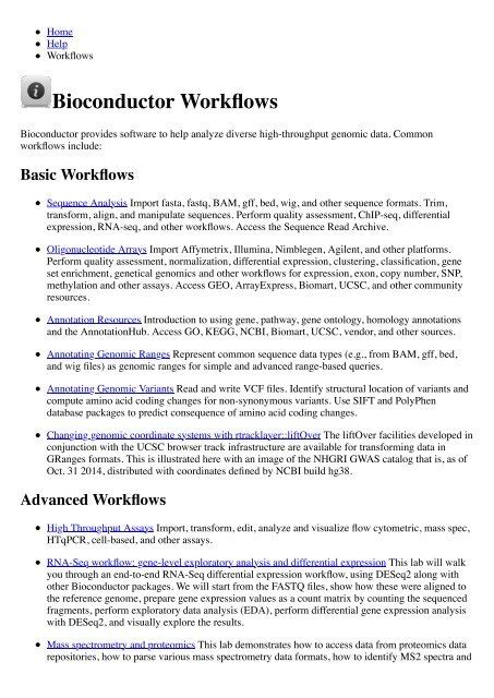 Bioconductor Workflows