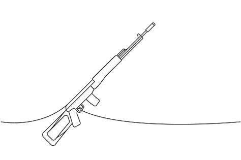 저격 소총 저격 총기 한 줄 연속 그리기 다양한 현대 무기 연속 한 줄 그림 벡터 선형 그림 경찰관에 대한 스톡 벡터 아트 및 기타 이미지 Istock