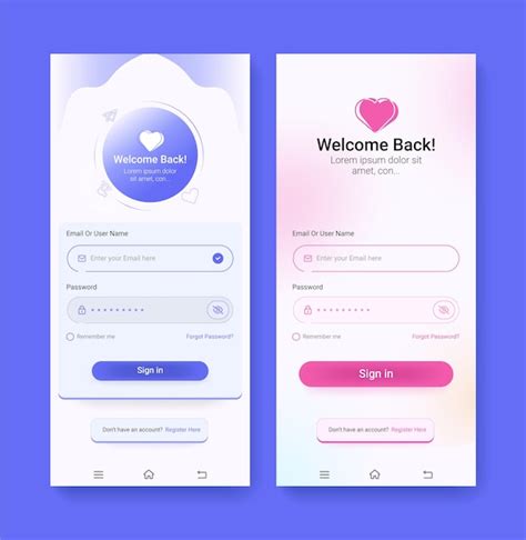 Premium Vector Vector Ui Design Login Page Template 2 Variations Set Login Screen For Unique