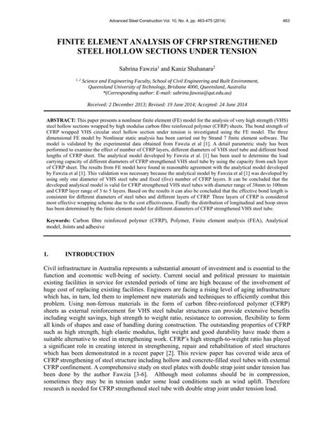 Pdf Finite Element Analysis Of Cfrp Finite Element Analysis Of Cfrp