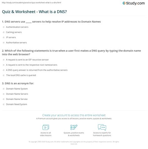 Quiz Worksheet What Is A DNS Study Com