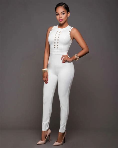 Hot Model Celeb Rompers Women Jumpsuit Sleeveless Sexy Bodycon Jumpsuit