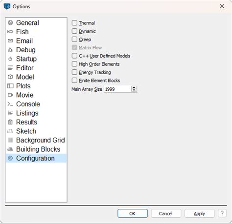 Configuration Options — Itasca Software 92 Documentation