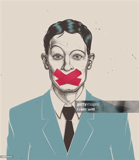 Stippling Businessman Tape On Mouth High Res Vector Graphic Getty Images