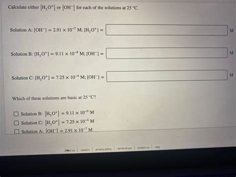 Answered Calculate Either H O Or OH For Each Bartleby