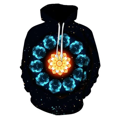 3d Hoodie Digital Geometry Print Clothes Fall Winter Loose Hooded Man