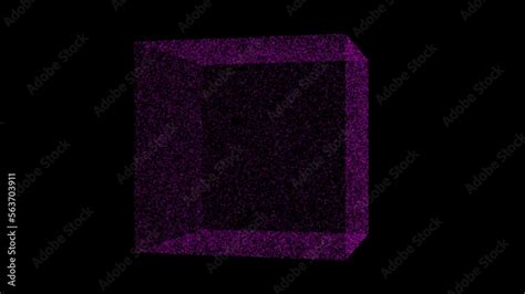 Vidéo Stock 3d Red Cube Object Rotates On Black Background Object Consisting Of Flickering